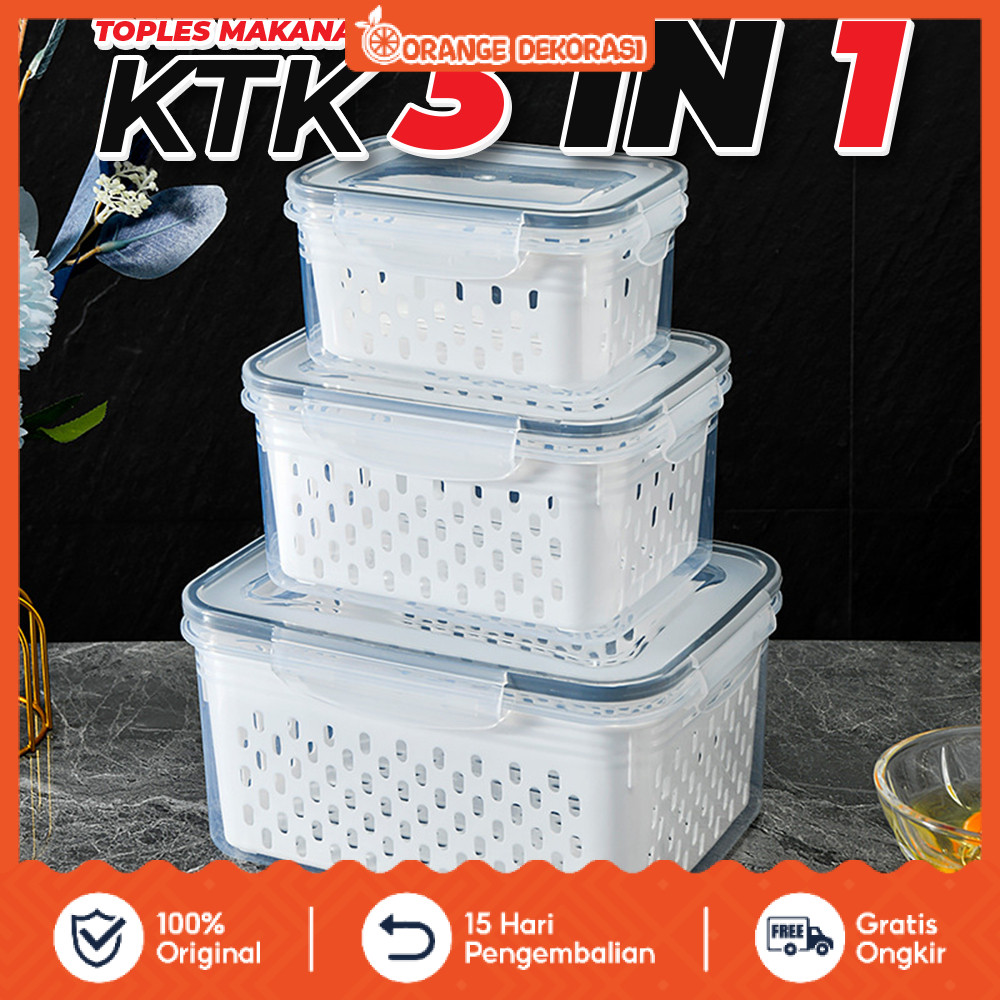 Jual OD Kotak Penyimpanan Kulkas Saringan Buah Sayur Kotak Penyimpanan ...