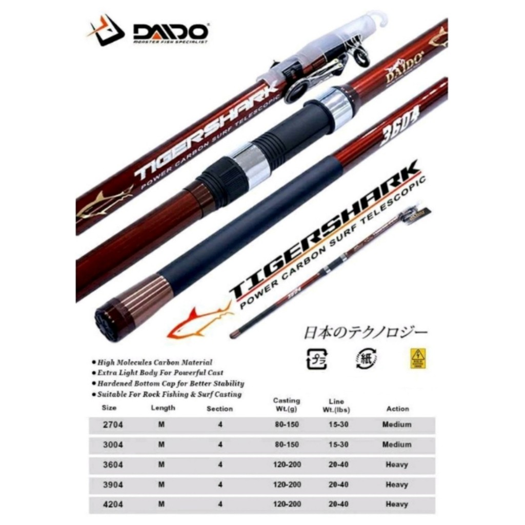 Jual Joran Pancing DAIDO TIGER SHARK 360cm - 450cm Surf Telescopic (20 ...