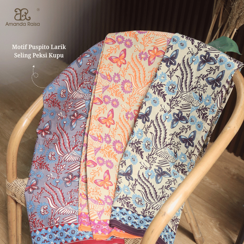 Jual Kain Batik Meteran Potongan Motif Puspito Larik Seling Peksi Kupu ...