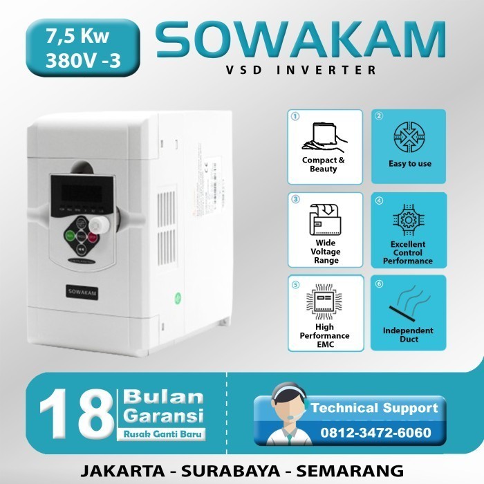 Jual Inverter VFD 7,5 Kw / 10Hp Input 3phase 380v Output 3Phase 380v Frequency Drive / Motor ...