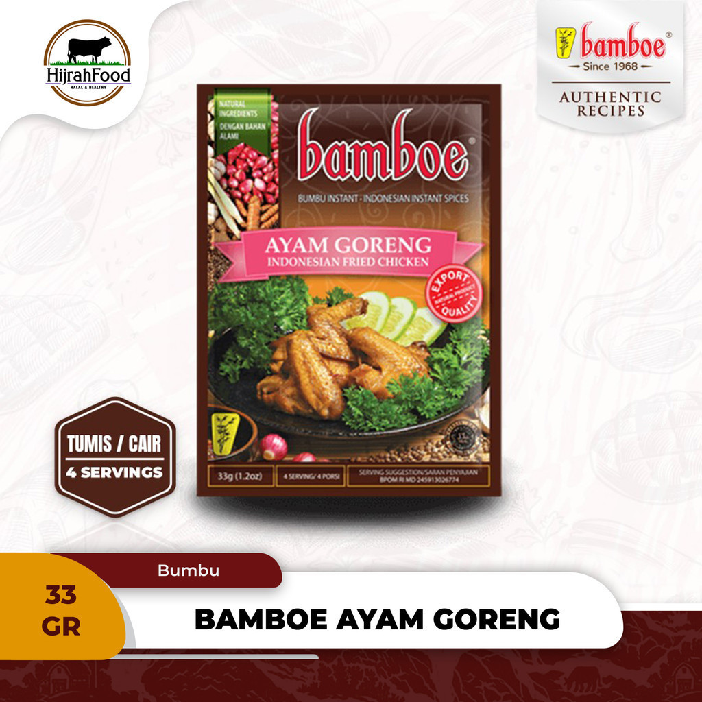 Jual Bamboe Bumbu Ayam Goreng 33 gram Spice Mix for Indonesian Fried ...
