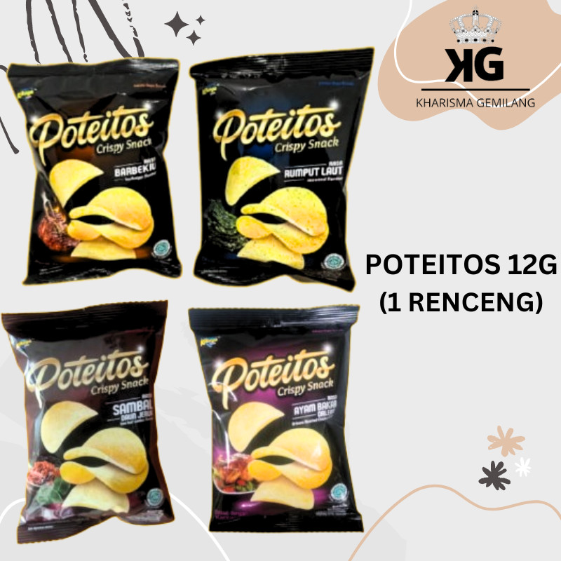 Jual KG - POTEITOS CRISPY 12g (Varian 1 Renceng) Snack Chiki Potato Kentang Rengceng Rasa Bbq ...