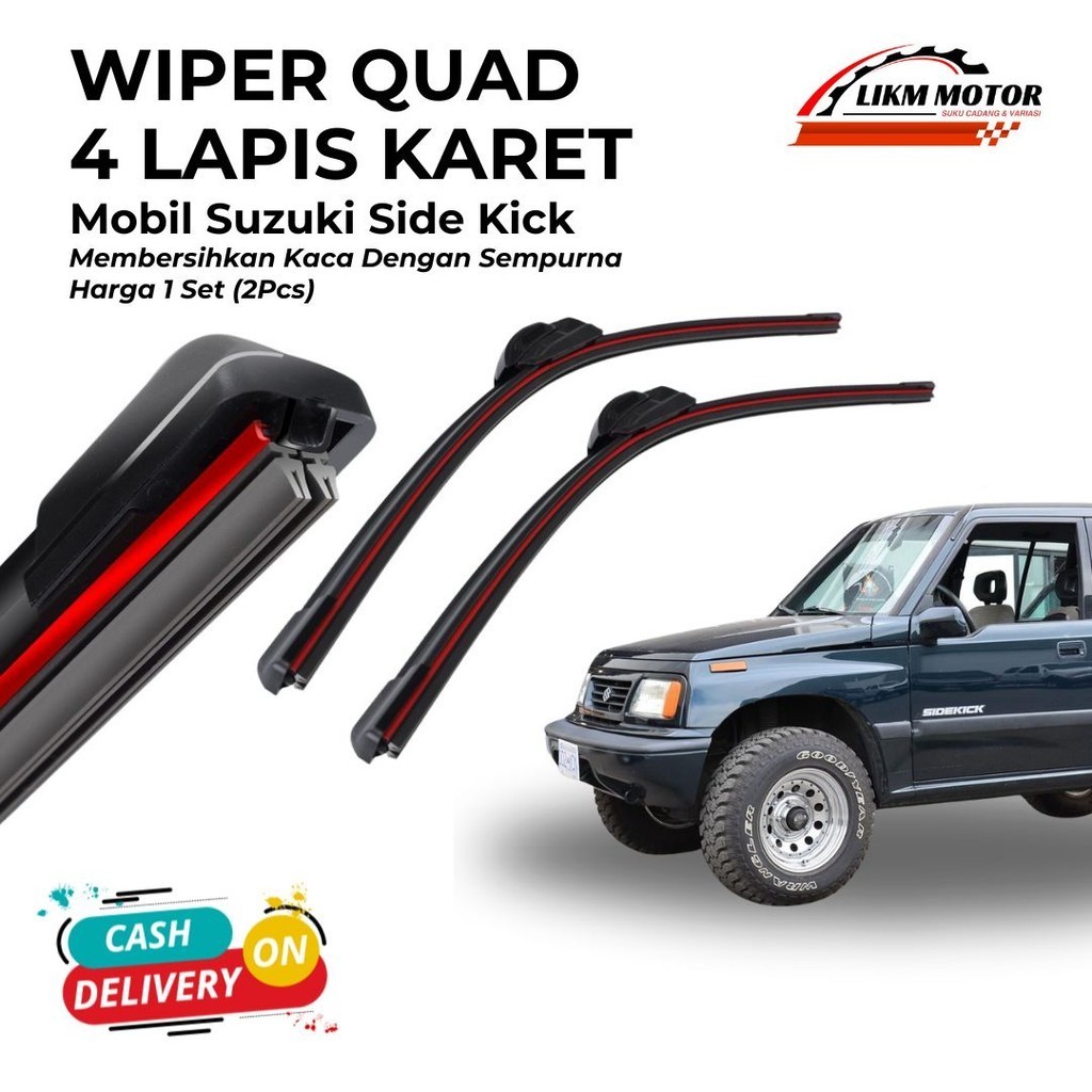Jual Wiper Quad Suzuki Sidekick 4 Lapis Karet Blade 1 Set Kiri dan ...