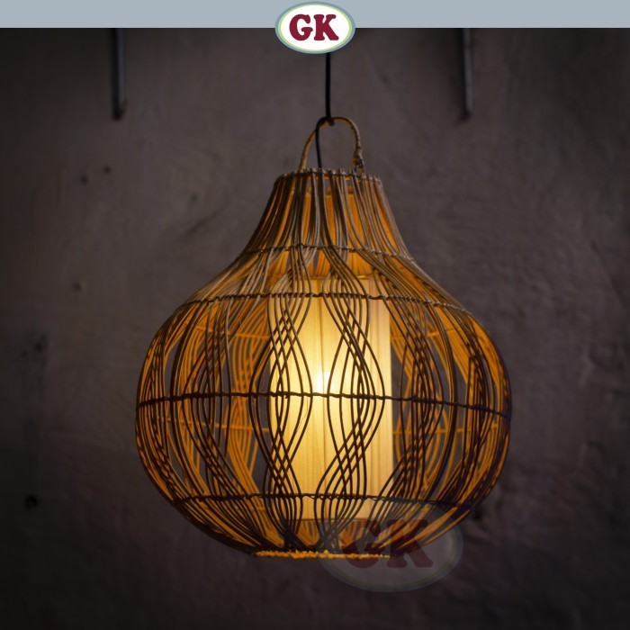 Jual Kap Lampu Gantung Rotan LENTERA 19 D30 - Artistic Globe Pendant Lamp with Handwoven Rattan ...