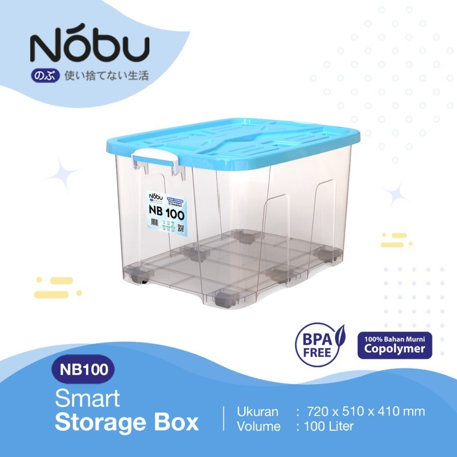 Jual (KHUSUS LUAR KOTA) Container 100 Liter Nobu Transparan / Box Roda ...