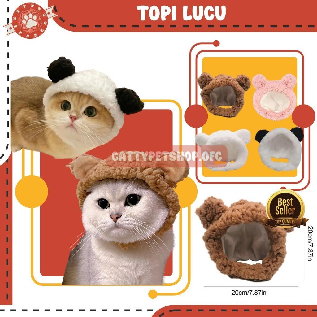 Jual [CATTYPETSHOP] (WARNA READY PUTIH HITAM & PINK ) topi lucu untuk ...