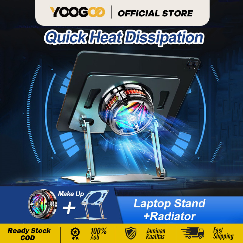 Jual YOOGOO Laptop Cooler Fan Pad Stand Aluminum Folding Alloy Tablet ...