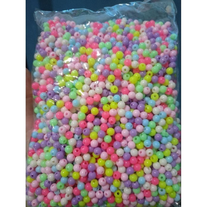 Jual HIASAN MANIK MANIK PERMATA Manik mote bulat isi 4mm 6mm warna mix ...