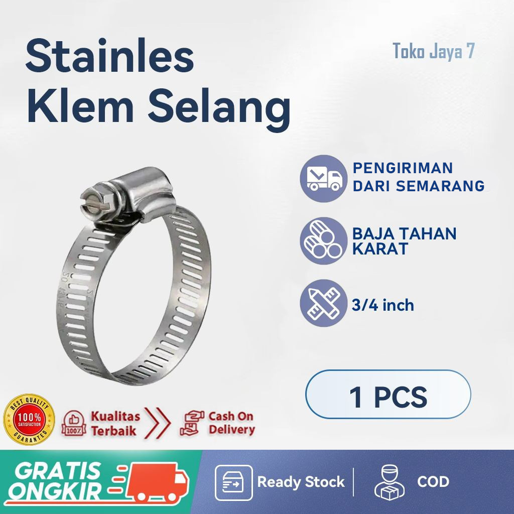 Jual KLEM SELANG GAS REGULATOR / KLEM SELANG AIR STAINLES 3/4 INCH ...