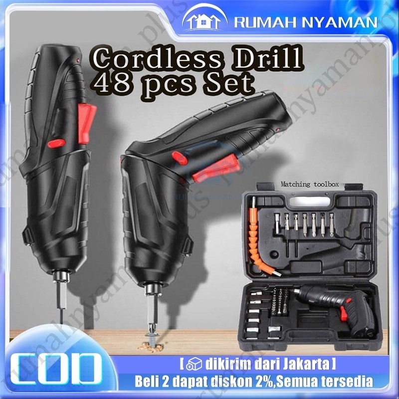 Jual Cordless Screwdriver 4.2 V / Mesin Bor Cordless Mini 48pcs Set ...