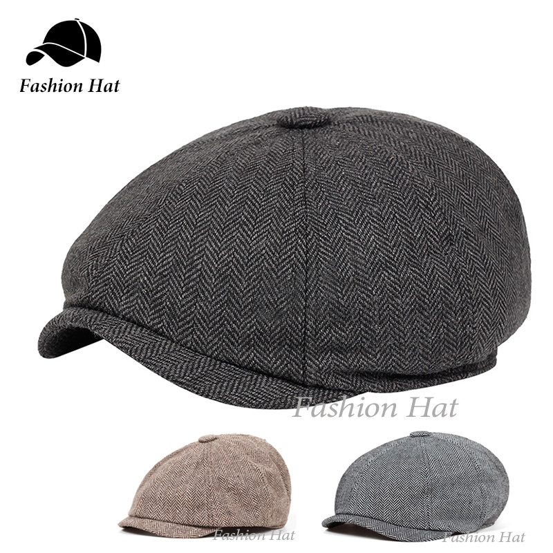 Jual Topi Tukang Koran Retro Topi Segi Delapan Pria Topi Blinders Peaky ...