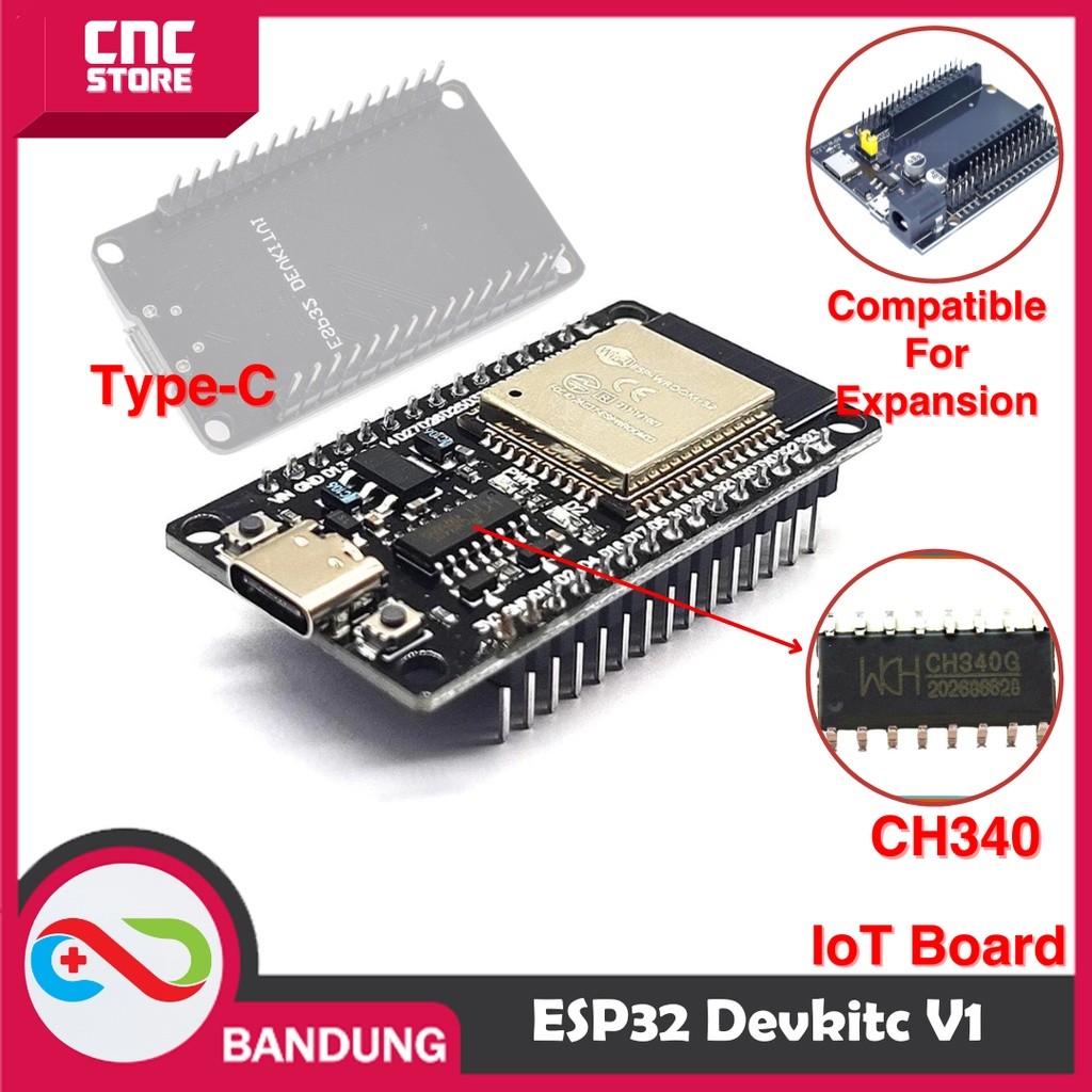 Jual ESP32 ESP-32 DOIT WIFI BLUETOOTH IOT ESP32S DEVELOPMENT BOARD CH340 TYPE-C | Shopee Indonesia
