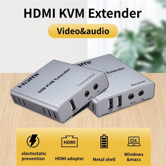Jual HDMI KVM EXTENDER VIA OVER UTP LAN CAT6 Cable 60 Meter / 60M M ...