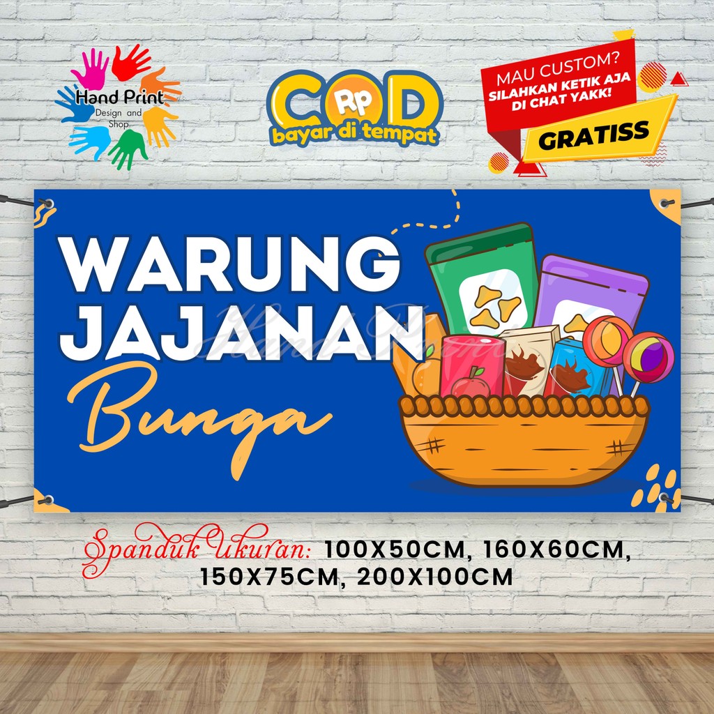 Jual Cetak Spanduk Banner Warung Jajanan Biru MMT Spanduk Custom ...