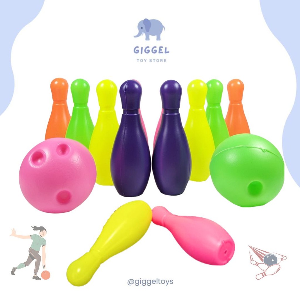 Jual [ Giggel ] PLASTIC BOWLING SET TOYS / Mainan Anak Bola Bowling ...