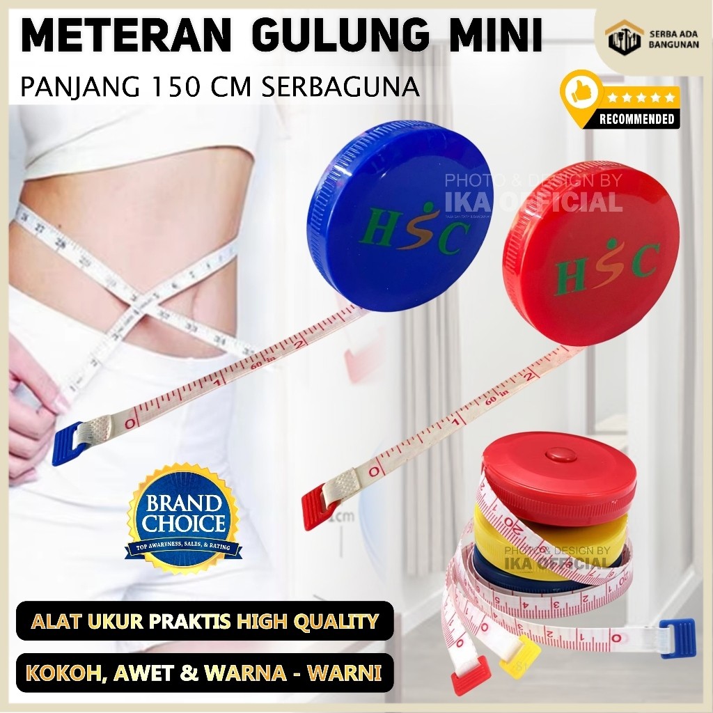 Jual Meteran Gulung Mini Roll Otomatis Kain Alat Ukur Jahit Baju Badan ...