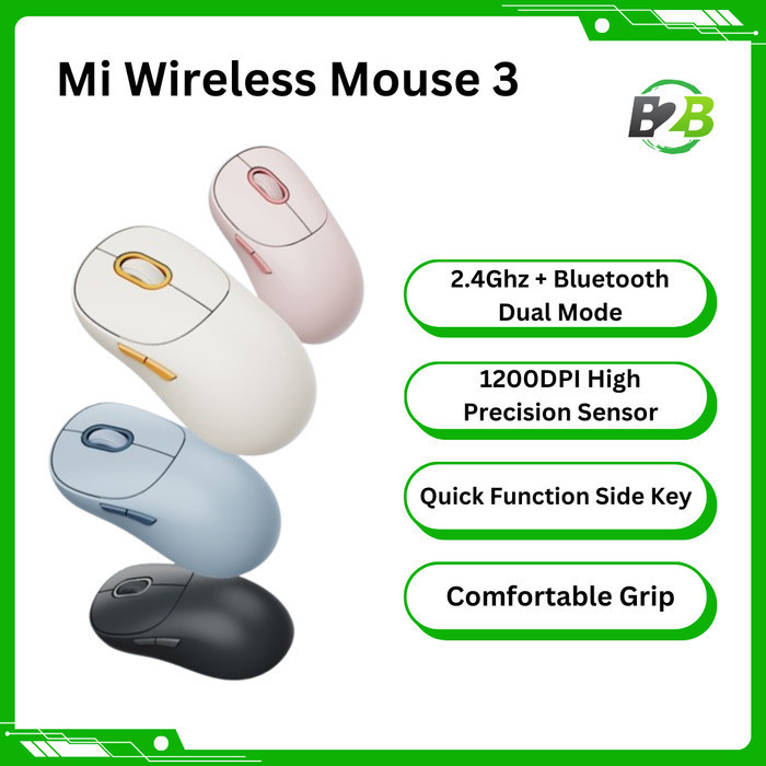 Jual XiaoMi Mouse 3 Dual Mode 2.4Ghz Wireless Bluetooth 1200 DPI | Shopee Indonesia