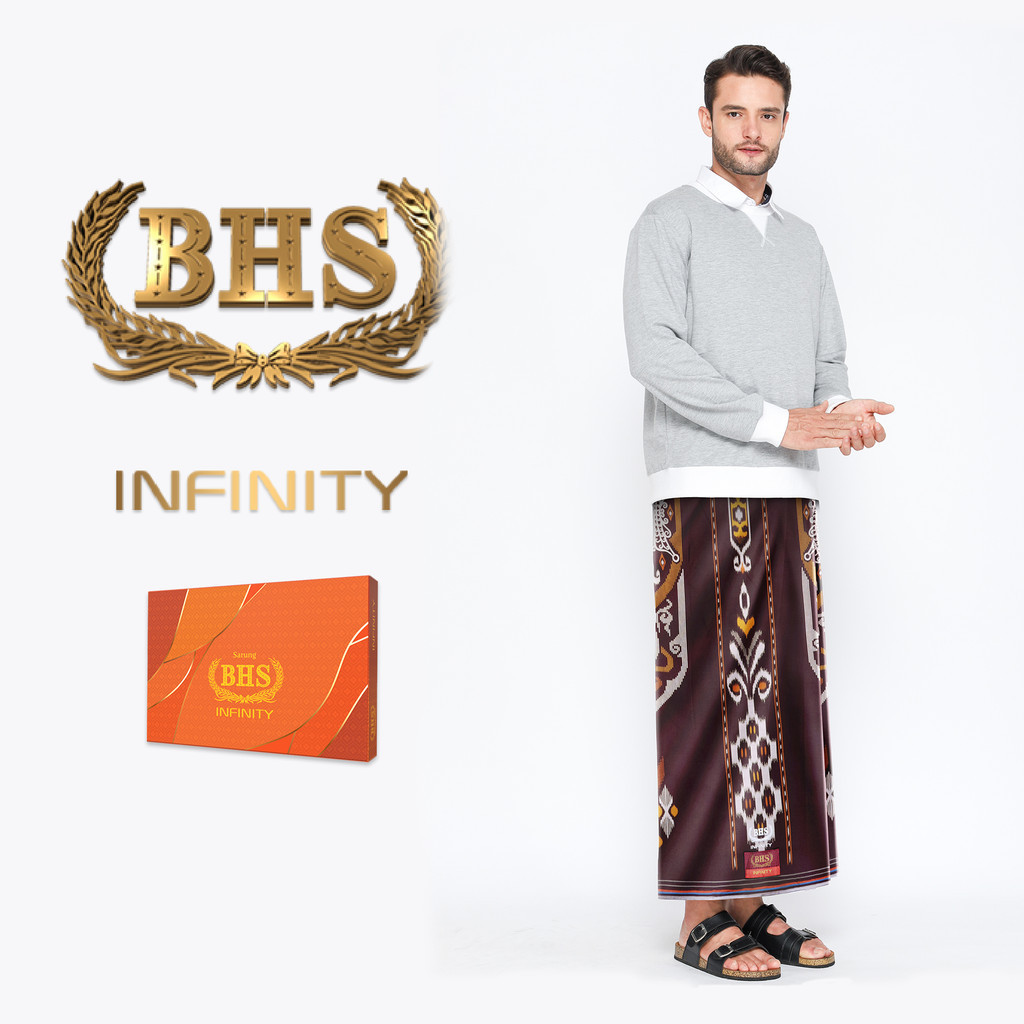 Jual Sarung BHS Infinity Gold Motif V32 EKB Coklat | Shopee Indonesia