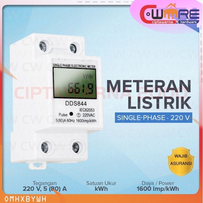 Jual Meteran Listrik Rumah Digital Din Rail kWh Meter Single Phase 220V ...
