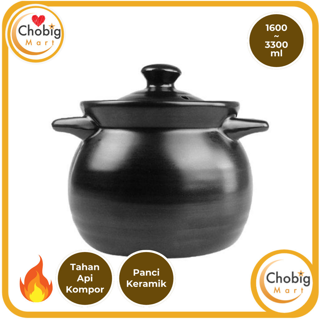 Jual CHOBIG Panci Pot Keramik Masak Obat Herbal Tanah Liat Soup Bakso ...