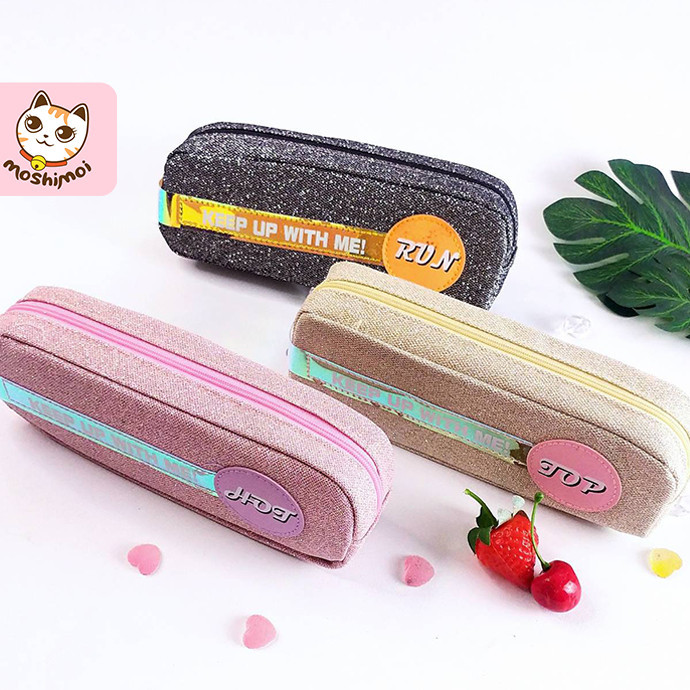 Jual Pencil Case Tepak Pensil Kotak Pensil Kain Zipper Motif Metalik