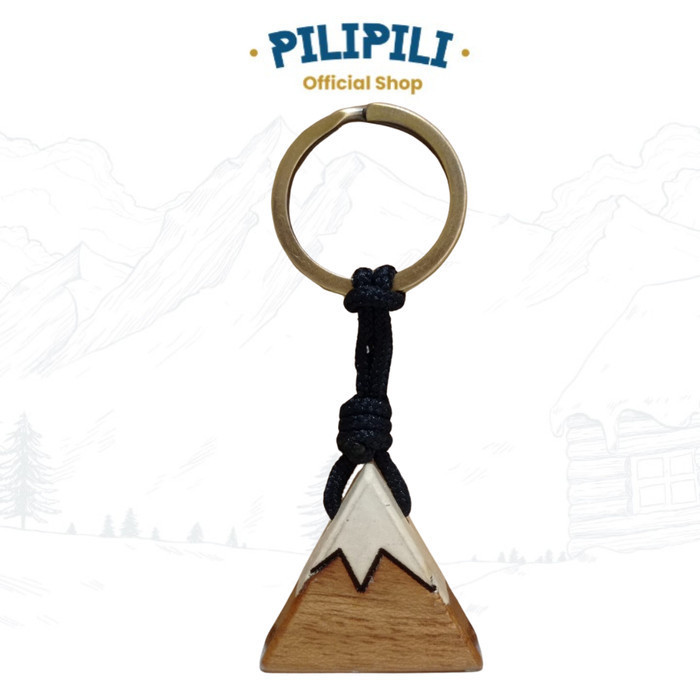 Jual Gantungan Kunci Kayu Jati Pilipili Rustic Mountain Keychain ...