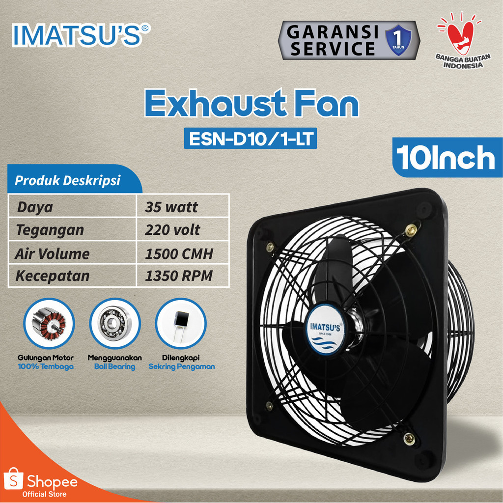 Jual Exhaust Fan Imatsu 10 Inch 220V Exhaust Dinding Kipas Eksos Gudang ...