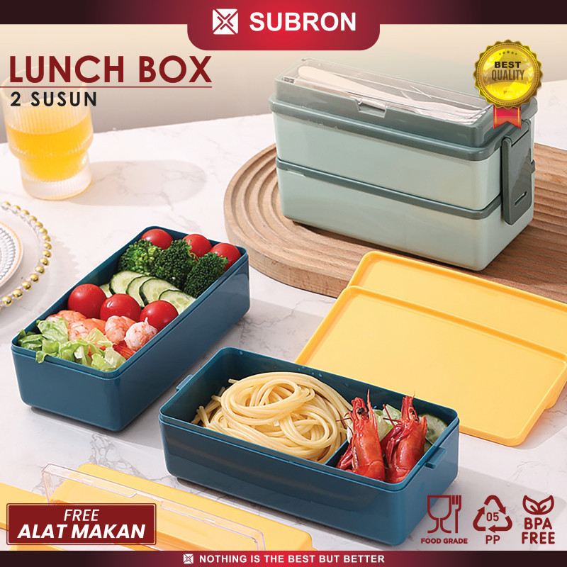 Jual SUBRON Lunch Box Rantang 1300ML 2 Susun Free Sendok Garpu Food ...
