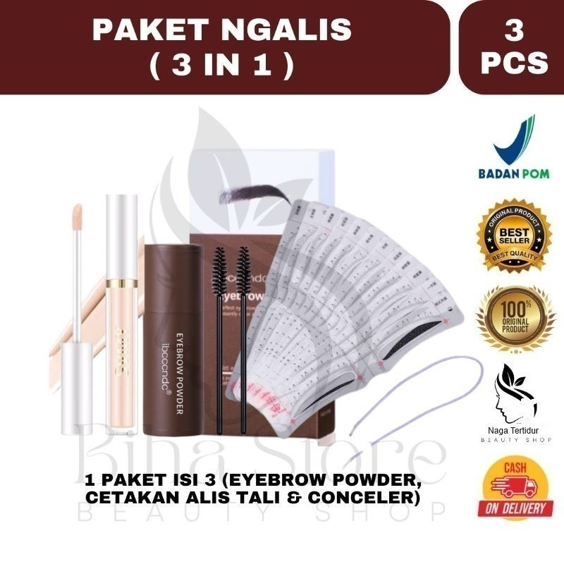 Jual Paket alis Lengkap 3in1 Eyebrow Powder Stamp Concealer Cetakan ...