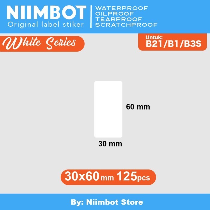 Jual Label Stiker Niimbot B21 B1 B3S Sticker Thermal Refill Label - WHITE - White 30x60 | Shopee ...