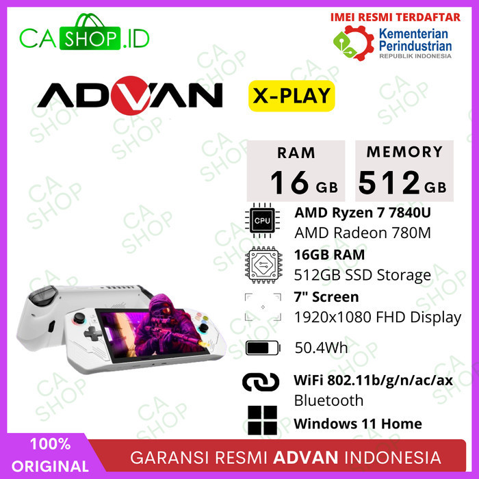Jual Advan X-Play Handheld Gaming AI PC RAM 16GB 512GB AMD Ryzen 7 IPS ...