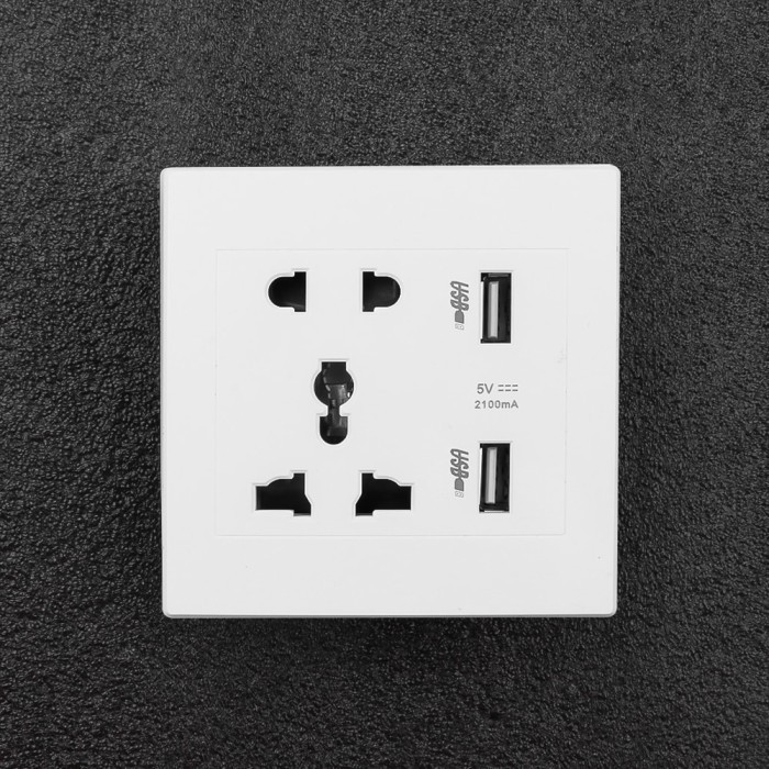 Jual Stop Kontak Tembok Universal Colokan USB 2 Port UK EU US | Shopee ...