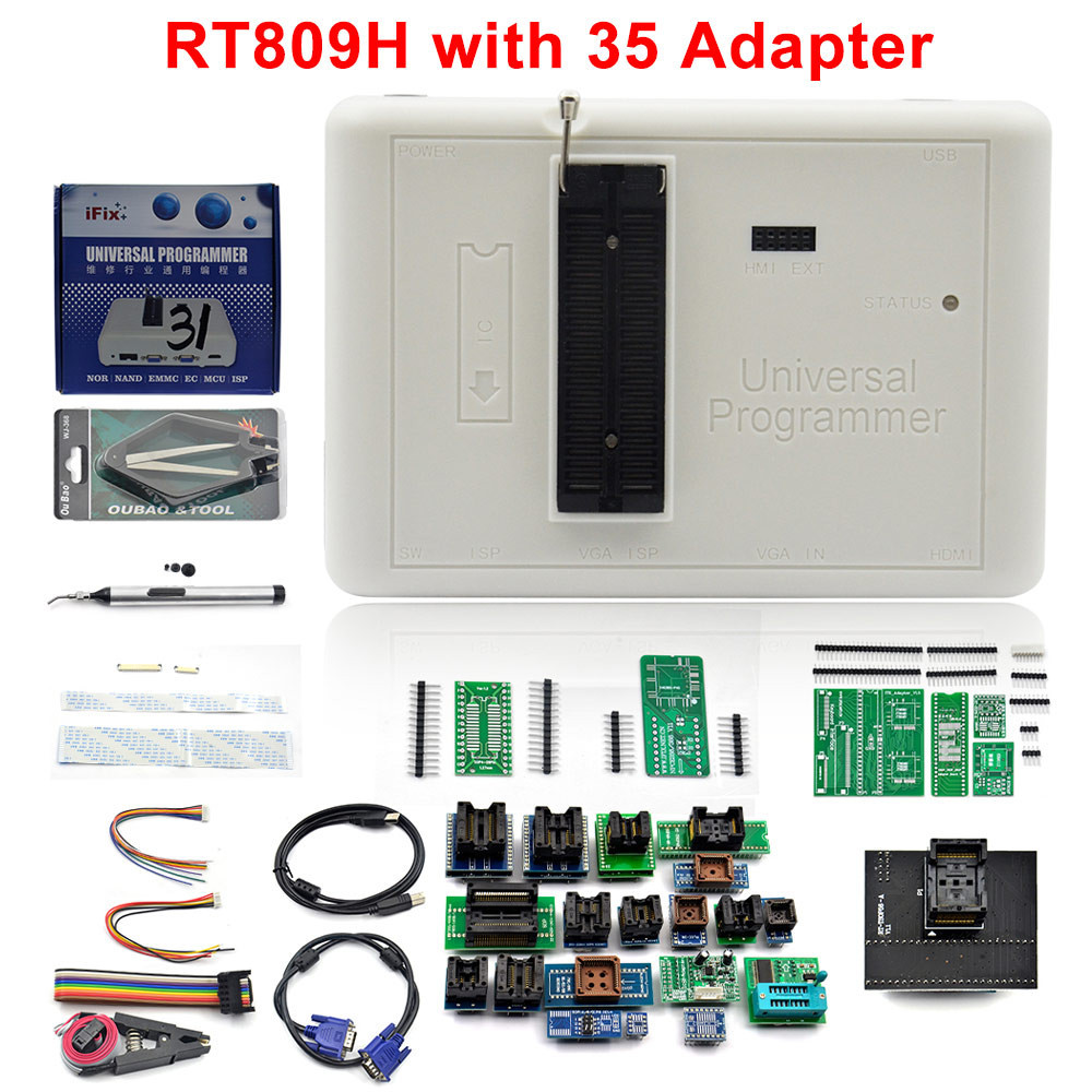 Jual RT809H+35 ORIGINAL ADAPTERS WITH CABELS EMMC-Nand FLASH Programmer ...