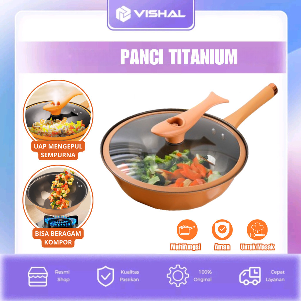 Jual VISHAL Wajan Teflon Paus Anti Lengket Double Bottom Cook & Clean Wok Pan / Teflon Titanium ...