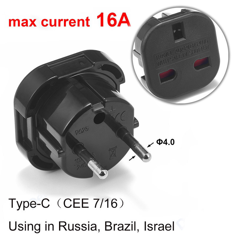 Jual EU Plug Adapter Power Converter UK To EU Electric Adaptor 2 Pin ...