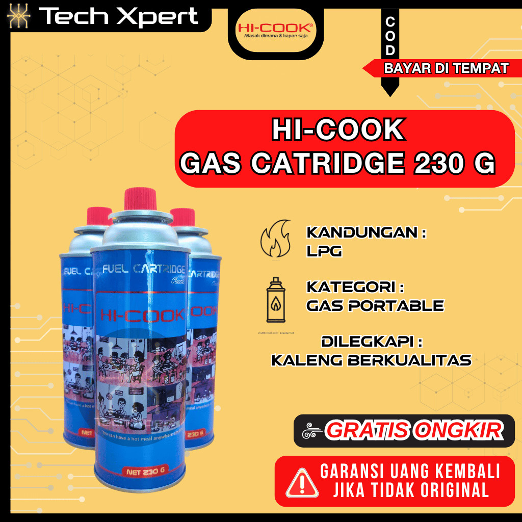 Jual GAS PORTABLE I HI-COOK GAS TABUNG KALENG I GAS CAMPING PRAKTIS 230 ...