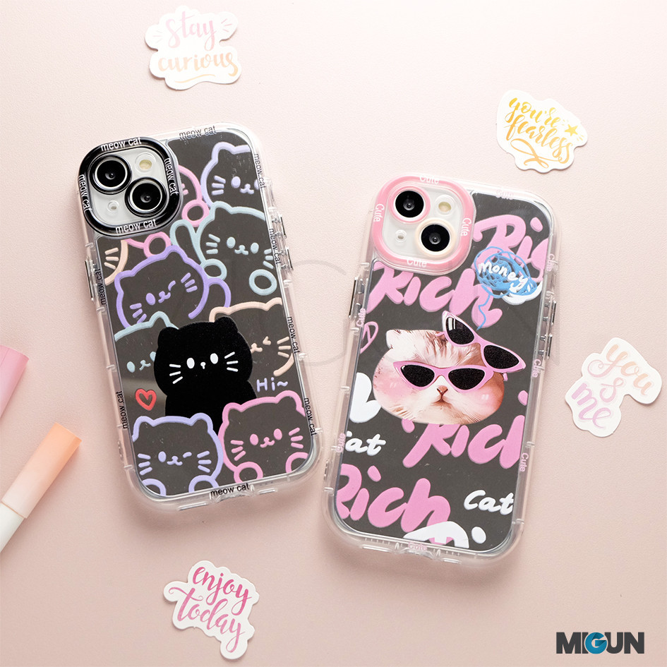 Jual Fashion Mirror Cute Cat Phone Case Softcase HP Fullcover | Shopee ...