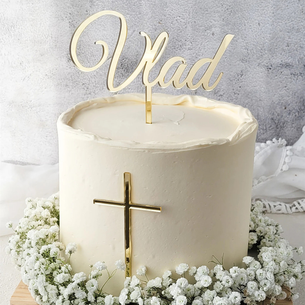 Jual Custom Cake Topper, Cross Cake Charm, baptism Acrylic Christening ...