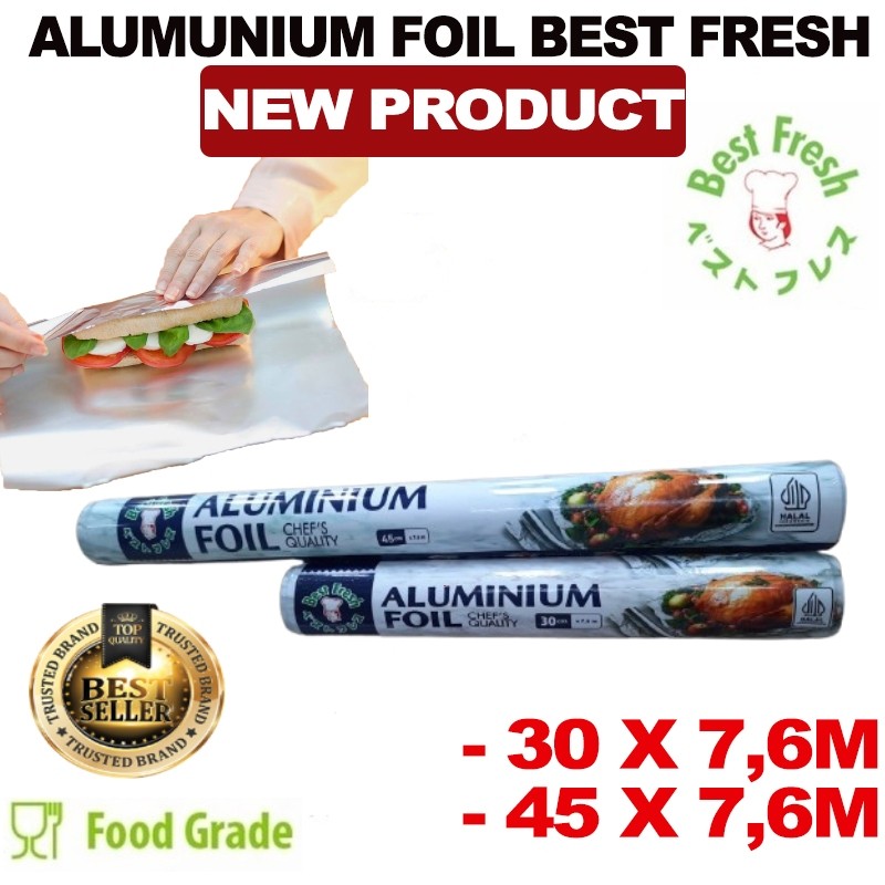 Jual Alumunium Foil 30cmx7.6m foil rol pembungkus makanan BEST FRESH ...