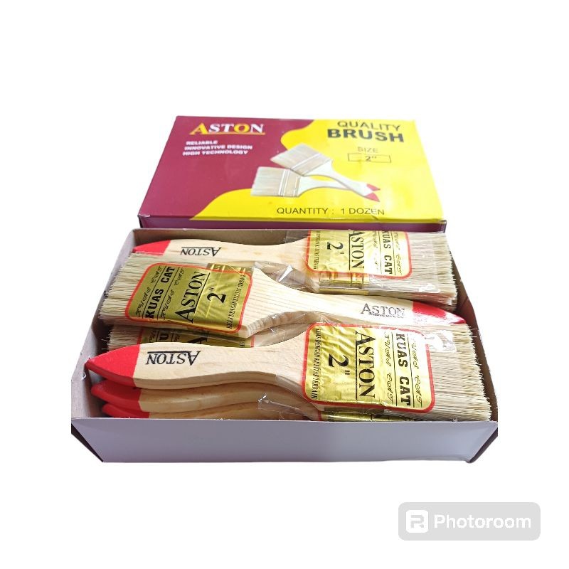 Jual kuas cat 2 inchi gagang kayu 1 box isi 12 pcs kuas 2 " 1 lusin ...