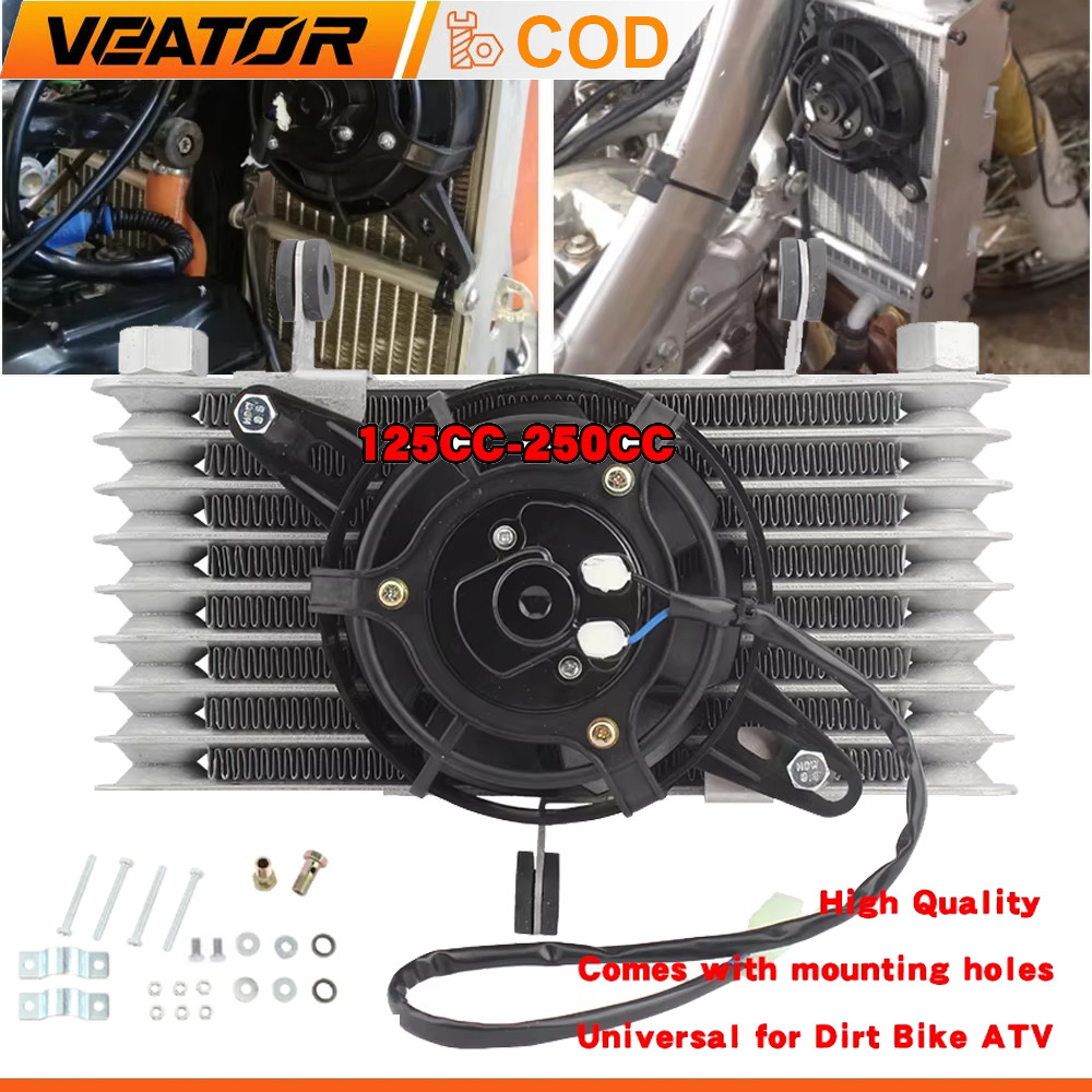 Jual Motorcycle Aluminum 8 Row Cooling Radiator Engine Oil Cooler +Fan ...