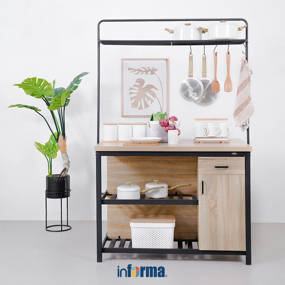 Jual Informa Zea Set Meja Dapur Dengan 2 Bangku - Cokelat Oak Kitchen ...