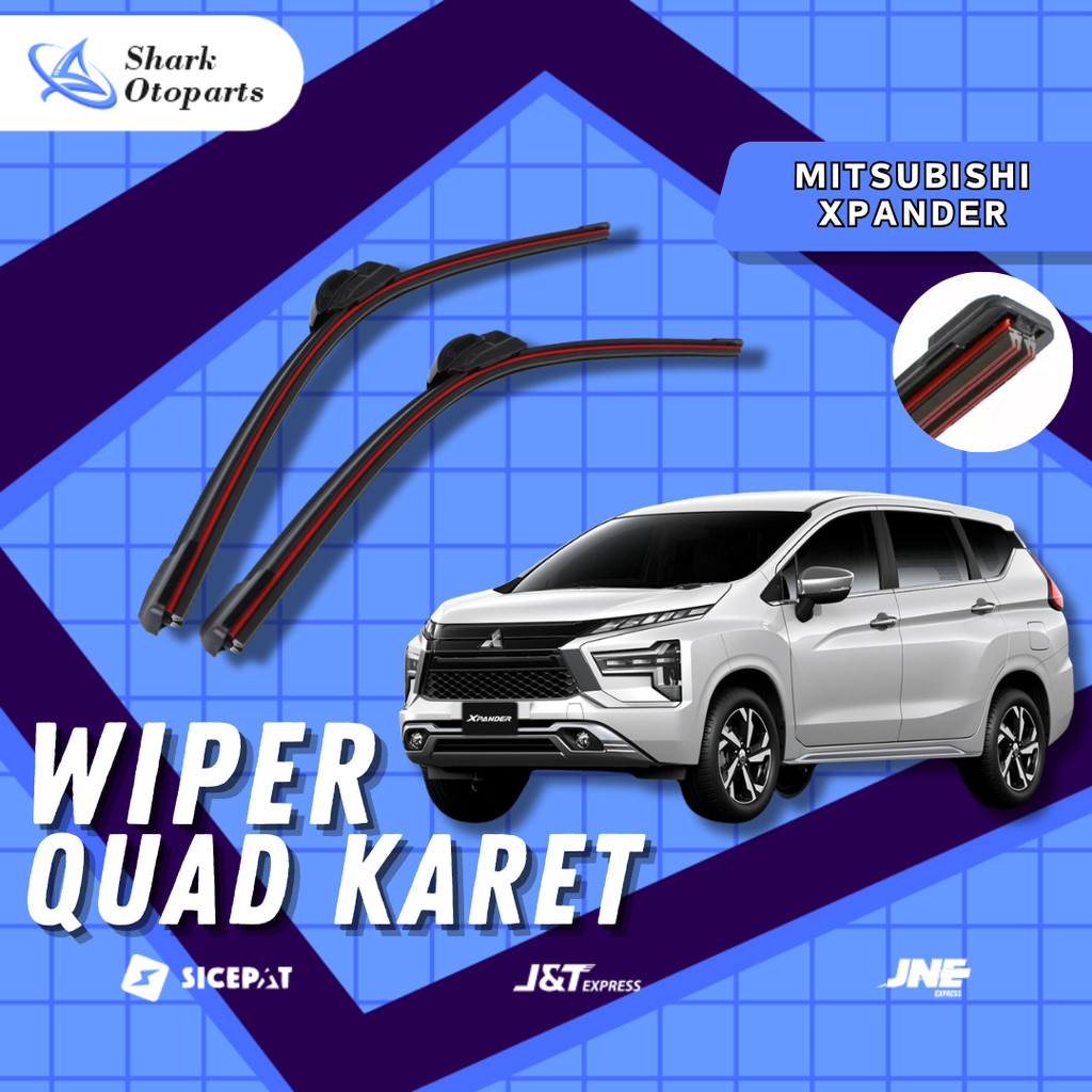 Jual Wiper Mobil Quad Karet - Mistsubishi Xpander - Frameless Tanpa Rangka Besi 2 PCS (Kiri dan ...