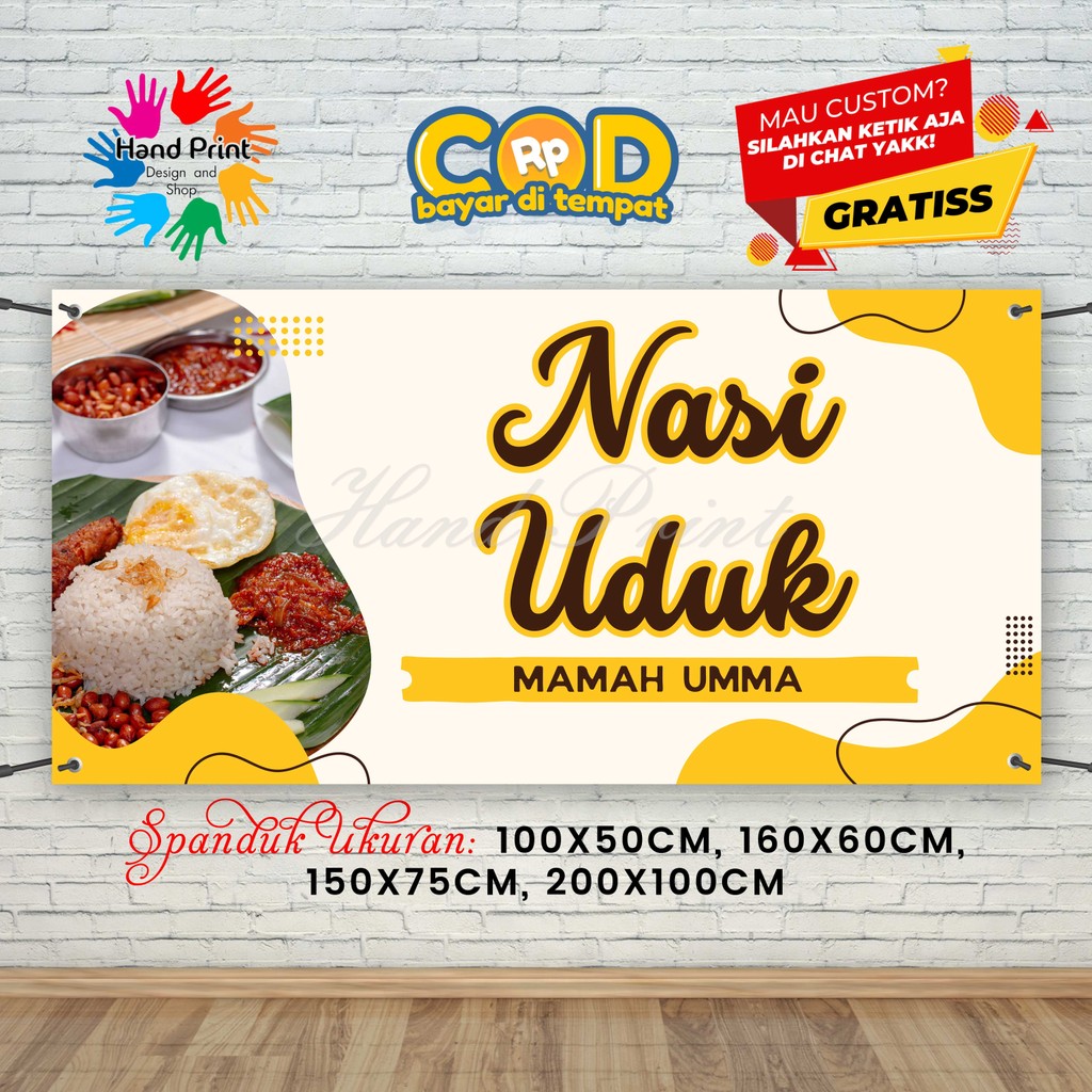 Jual Cetak Spanduk Banner Nasi Uduk Kuning Putih MMT Spanduk Custom ...