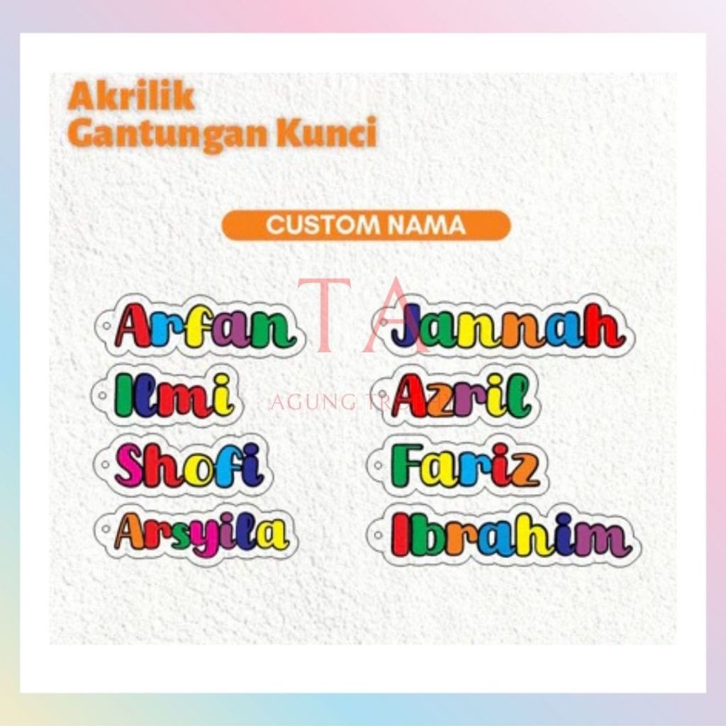 Jual GANTUNGAN KUNCI AKRILIK CUSTOM NAMA Lucu Unik Full Color ...
