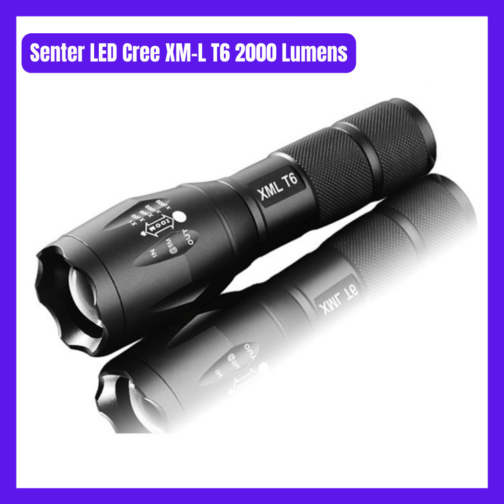 Jual Senter LED Lampu 2000 Lumens TaffLED Senter LED Cree XM-L T6 2000 Lumens - E17 - Black ...