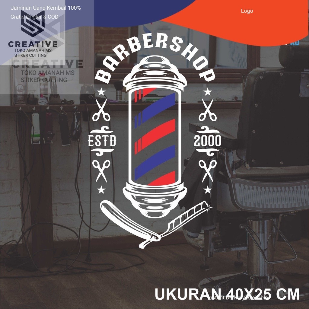 Jual Stiker cutting Wall Cutting Sticker Stiker Dinding Barber Shop ...