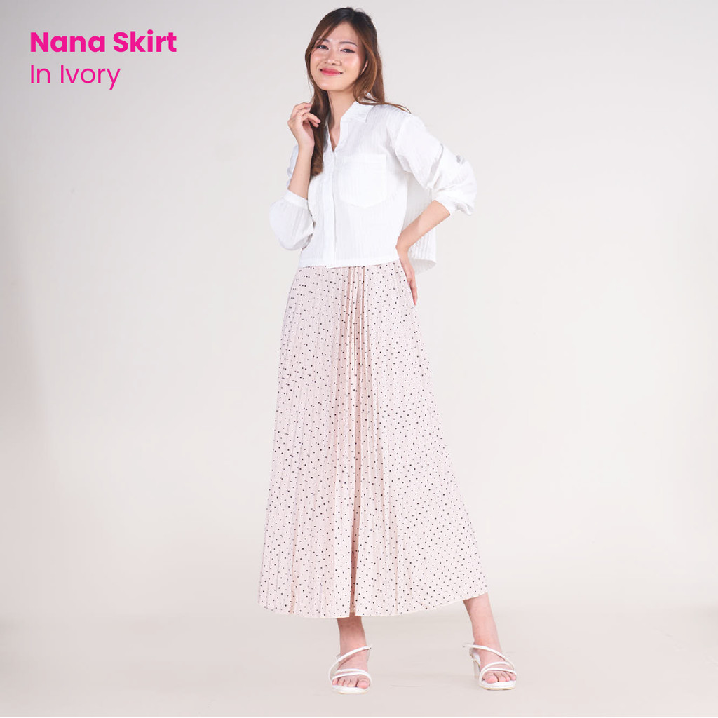 Jual HAICLO - Nana Skirt Korean Style - Rok Panjang Plisket Polcadot ...