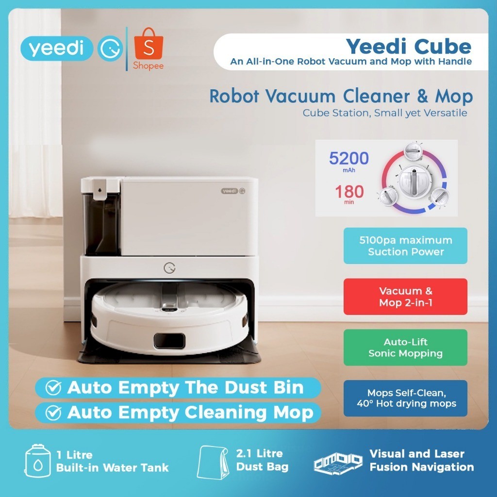 Jual Ecovacs Yeedi Cube Robot Vacuum and Auto Mop Cleaning Emptying ...