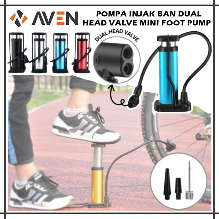 Jual AVEN Pompa Injak Ban Sepeda Motor Foot Pump Mini Dual Head ...